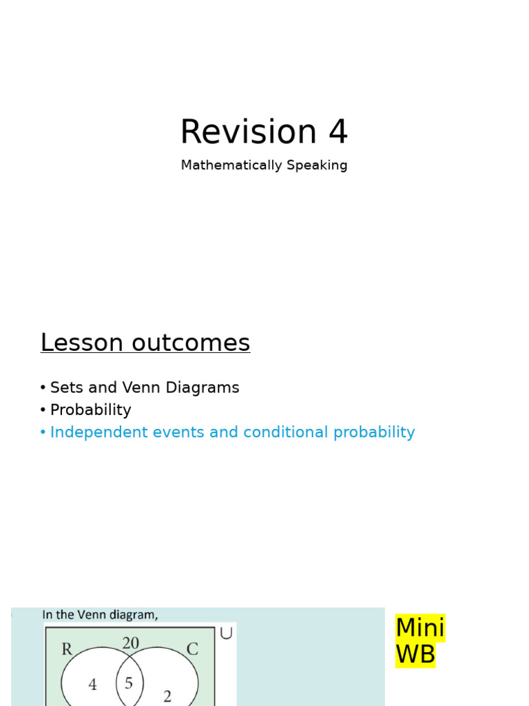 Revision 4 Mathematically Speaking | PDF | Probability | Probability ...
