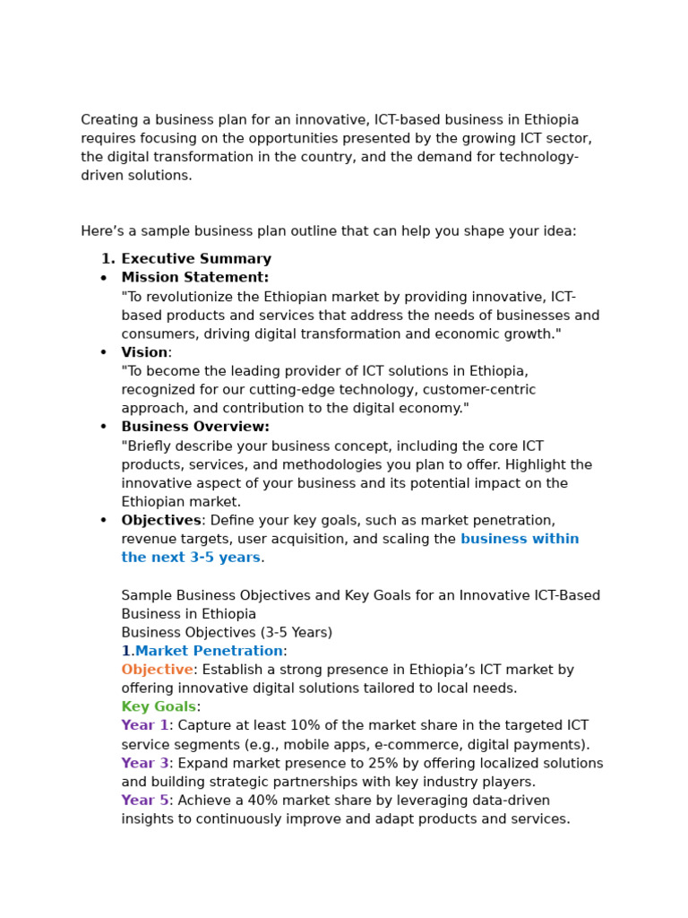 ICT Business Plan for Ethiopia's Growth | PDF | Internet Of Things ...