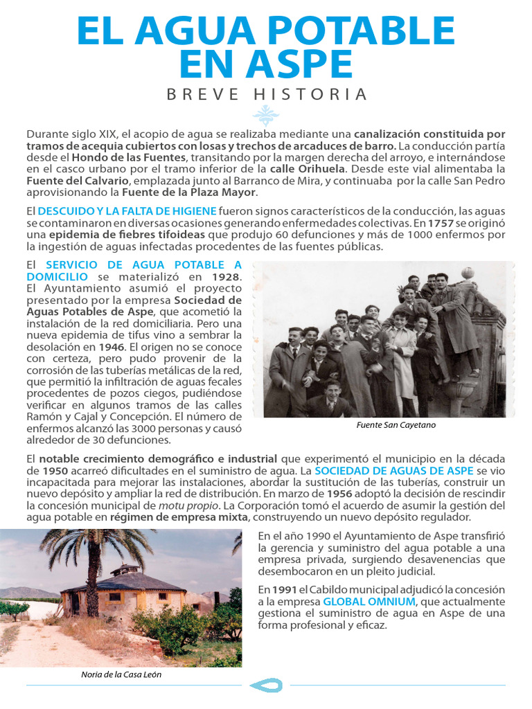 Historia del agua potable en Aspe | PDF | Ingeniería hidráulica | Agua