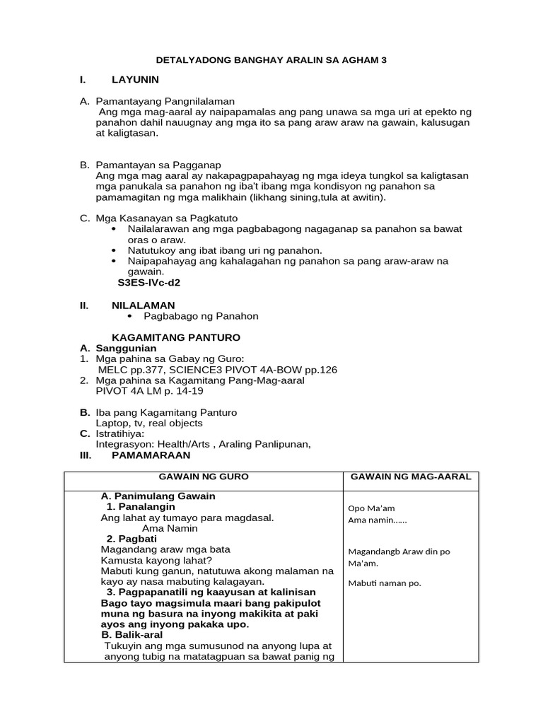 Detalyadong Banghay Aralin Sa Agham 34567 | PDF