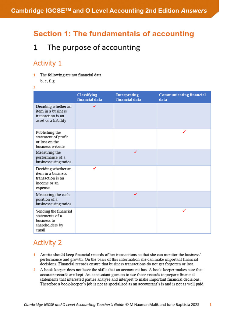 Igcse Accounting Answers | PDF | Debits And Credits | Equity (Finance)