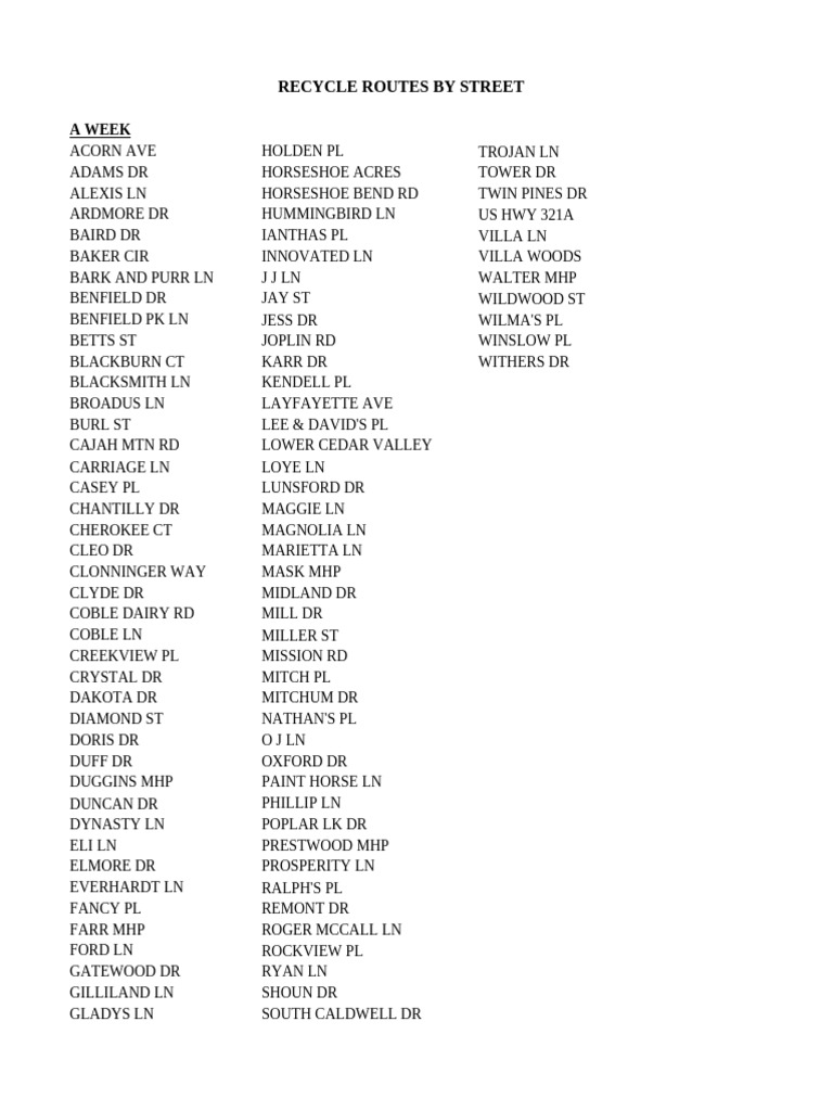 Recycle Route A | PDF