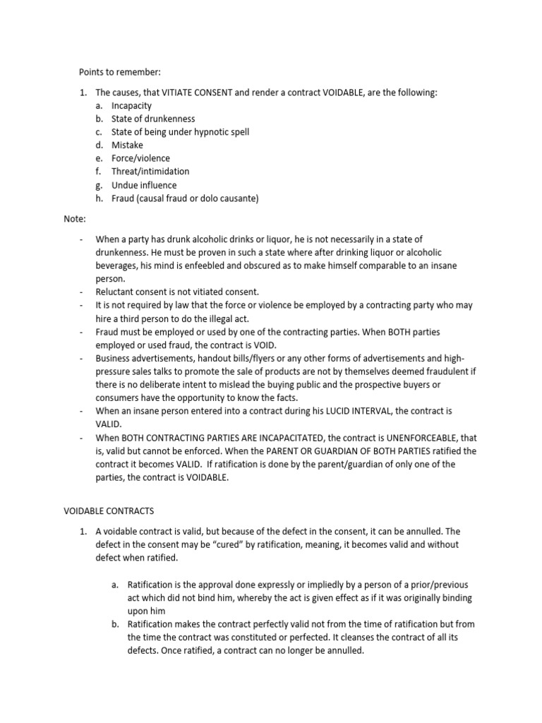 Law+on+Contracts-+Voidable+contracts+etc | PDF | Annulment | Lease