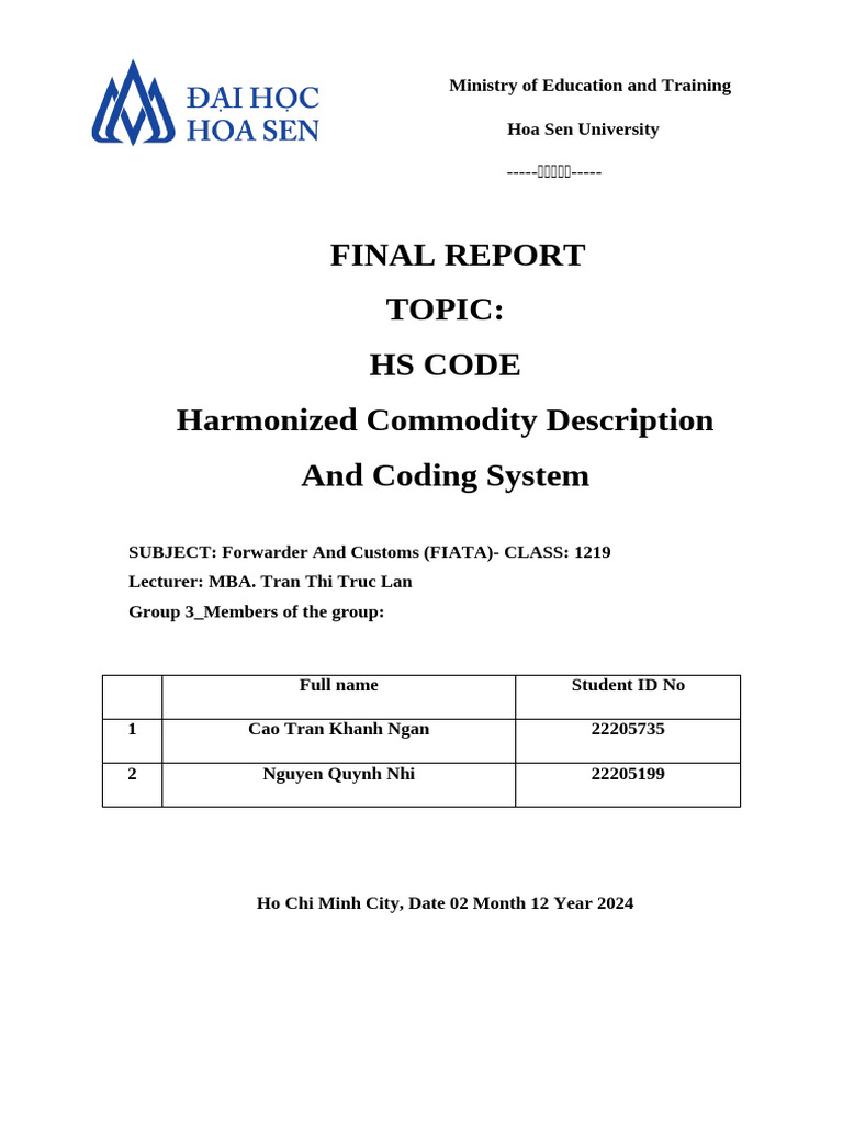 Final Report_ Forwader and Customs (Fiata)_class 1219-2431_group 3.. | PDF | Customs | European ...
