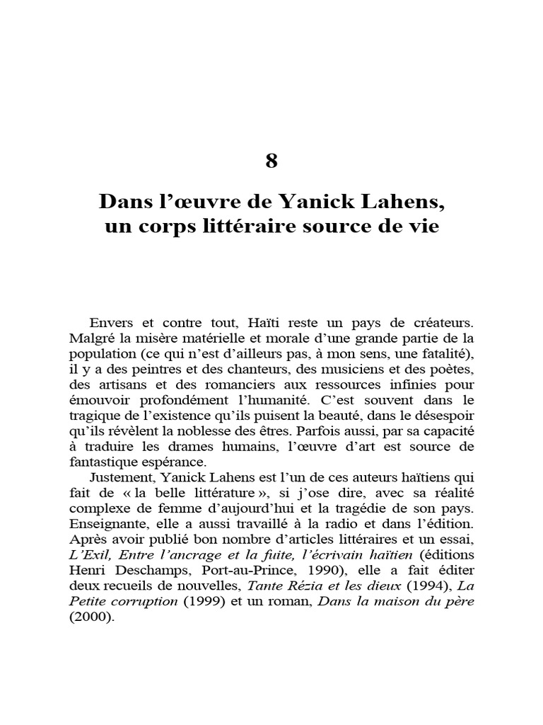 8-dans-loeuvre-de-yanick-lahens-un-corps-litteraire-source-de-vie | PDF ...