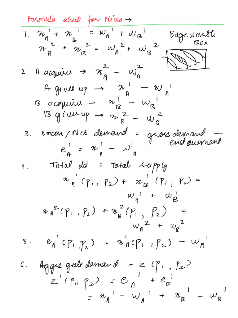 Formula Sheet For Micro | PDF