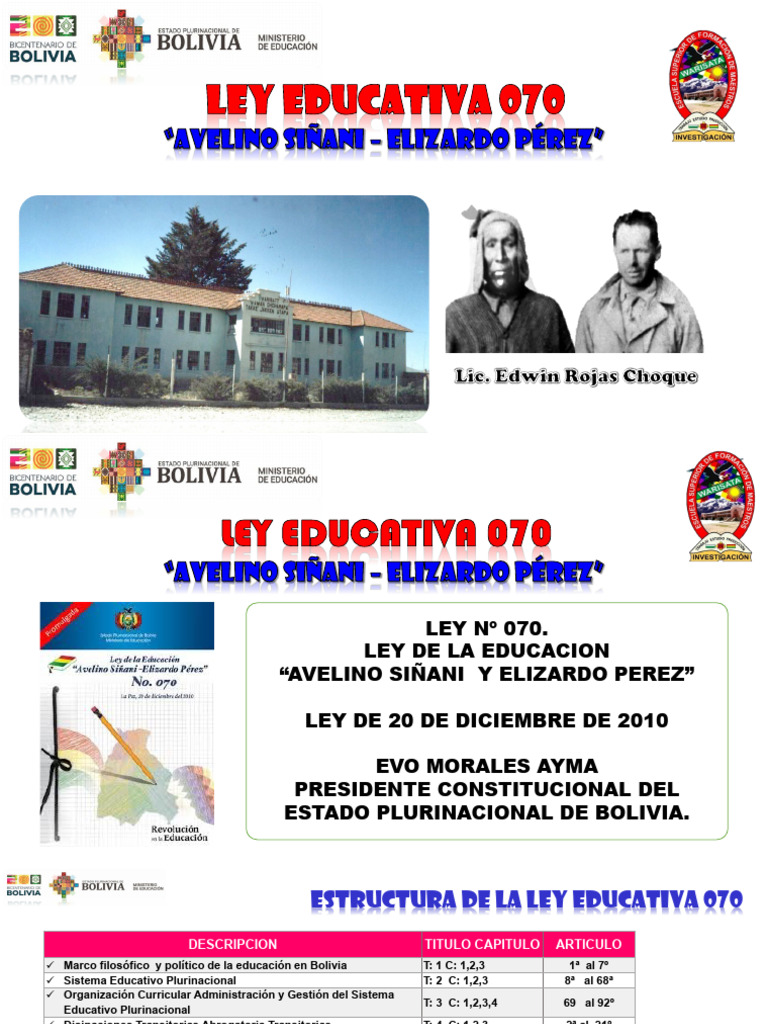 Tema 5 La Ley 070 Educ. | PDF | Universidad | Educación vocacional