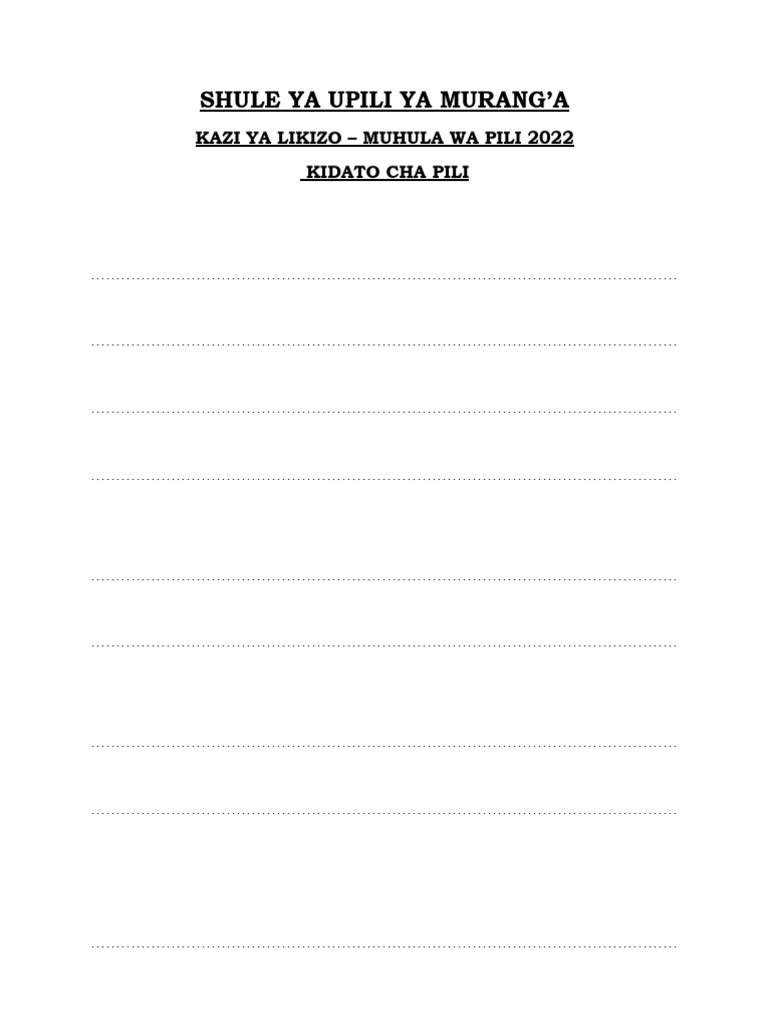 Kiswahili Form 2 | PDF