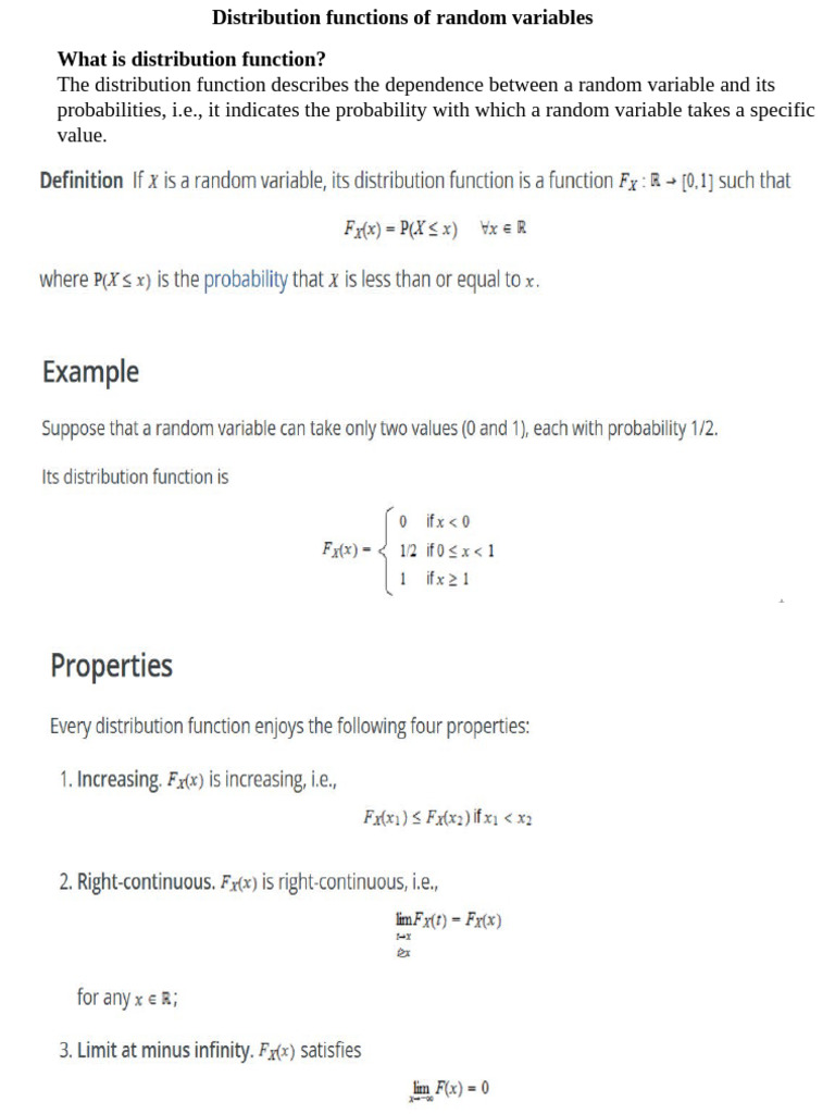 Distribution Function and Expectation | PDF | Probability Distribution | Random Variable