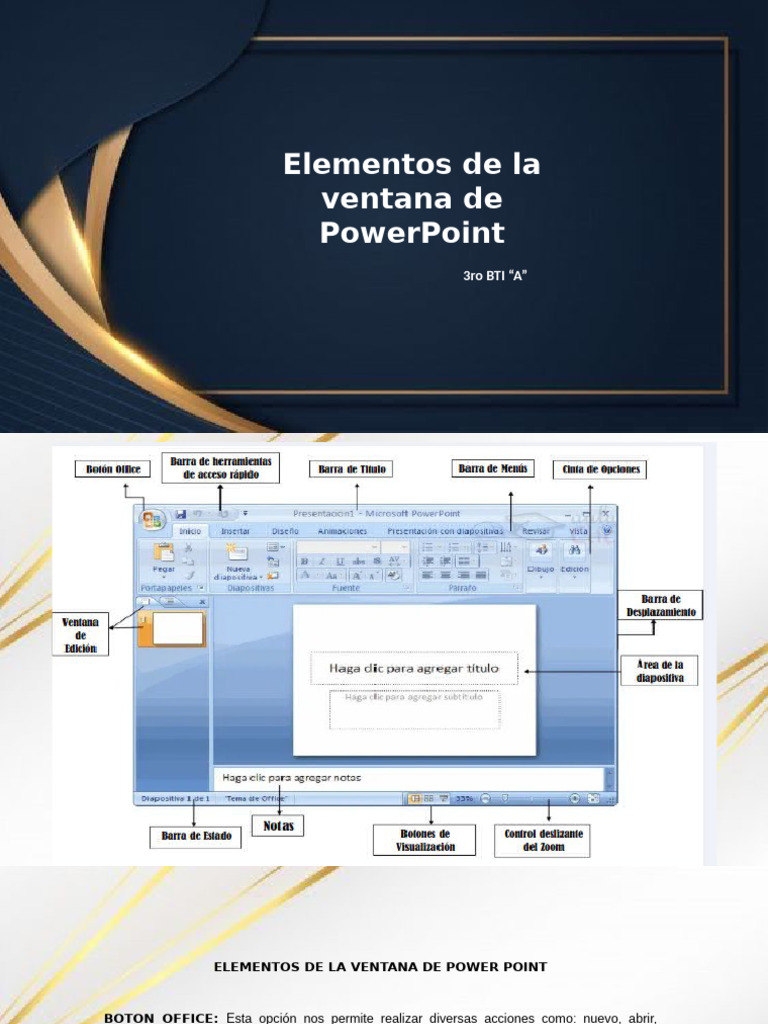 Elementos de La Ventana de Powerpoint | PDF | Microsoft PowerPoint ...