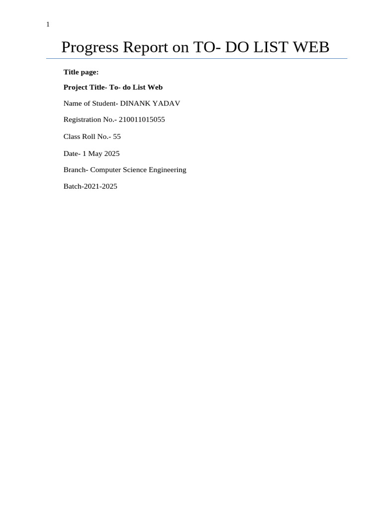 A Mini Project Report-To-Do list web | PDF | Web Development | World ...