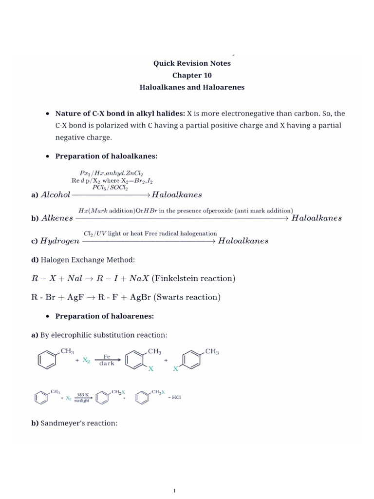 Halogen Derivatives Notes | PDF