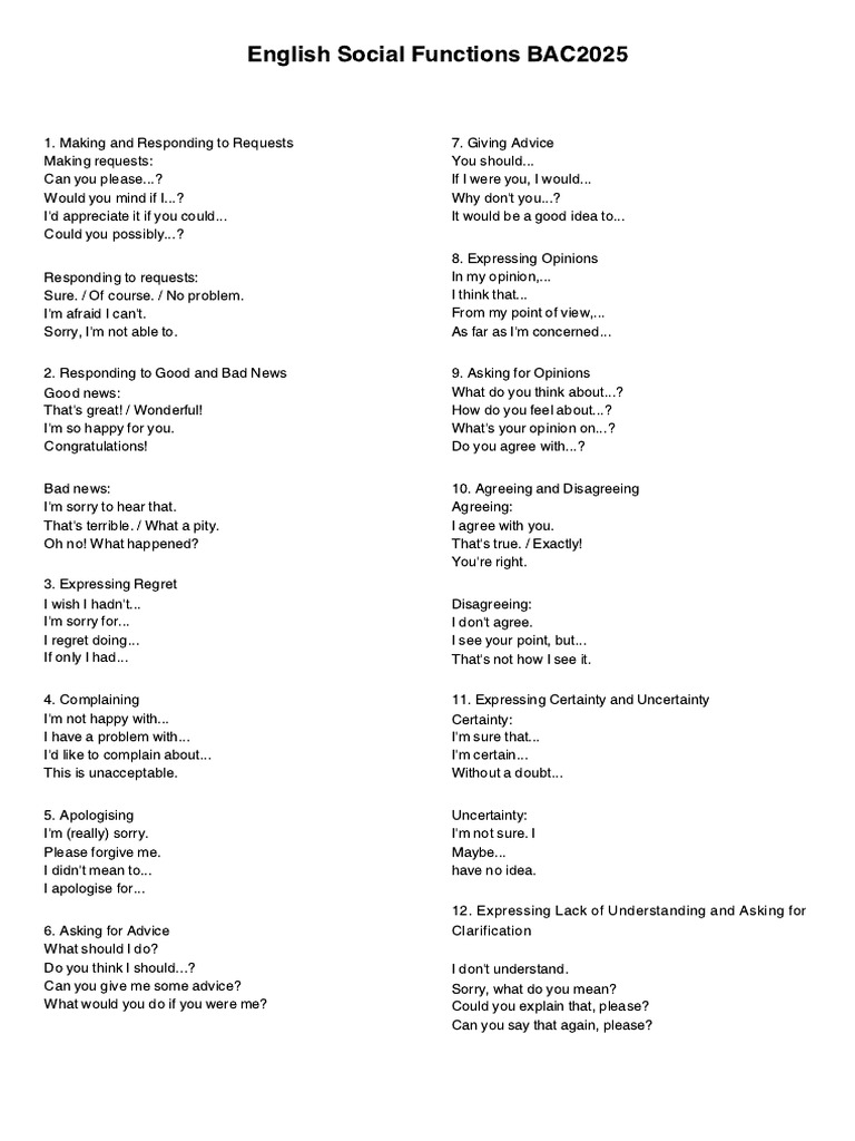 BAC25 - English Grammar & Functions PDF | PDF | Perfect (Grammar ...