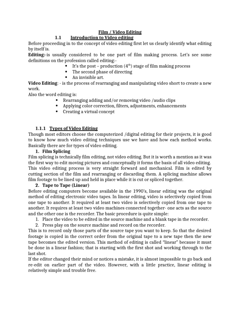 New Video Editing Hnadout | PDF | Editing | Data Compression