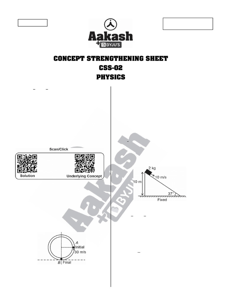 Concept_Strengthening_Sheet_CSS_02_Based_on_AIATS_02_RM_Physics | PDF | Collision | Mechanics