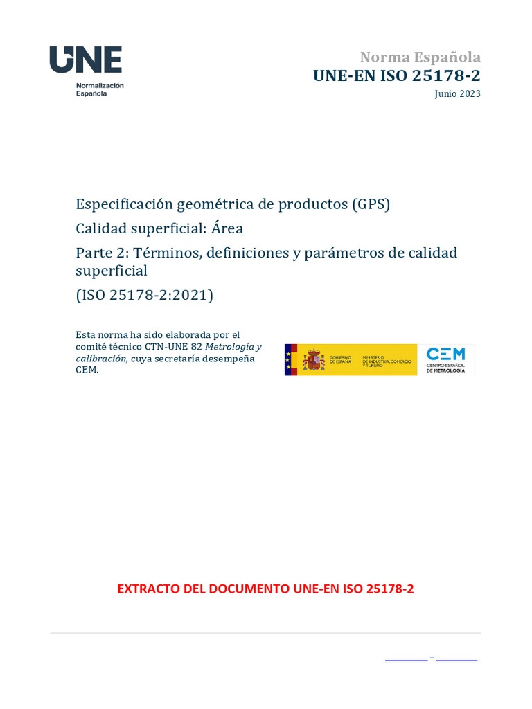 (EX)UNE-EN_ISO_25178-2=2023 | PDF | Organización internacional para la ...