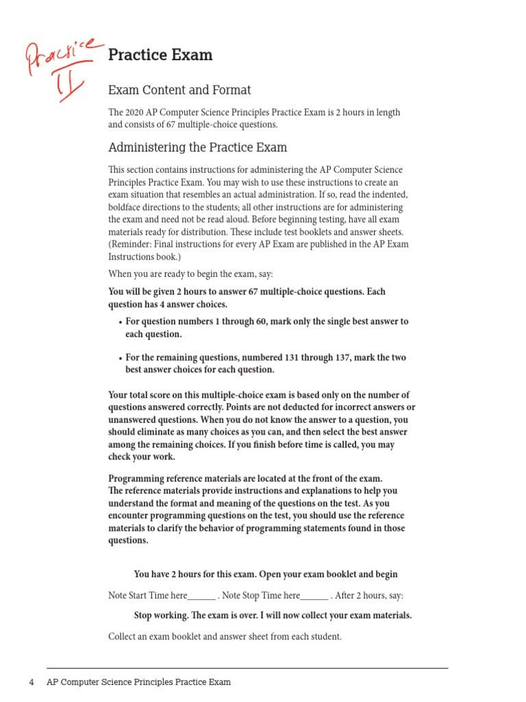 AP Computer Science Principles 2020 Practice Exam 1 MCQ 3 | PDF | Multiple Choice | Boolean Data ...