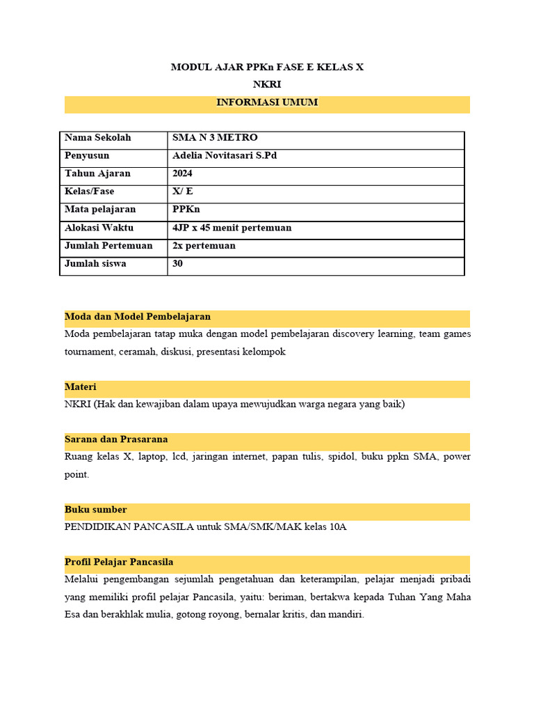 Modul Ajar Blm Fix | PDF