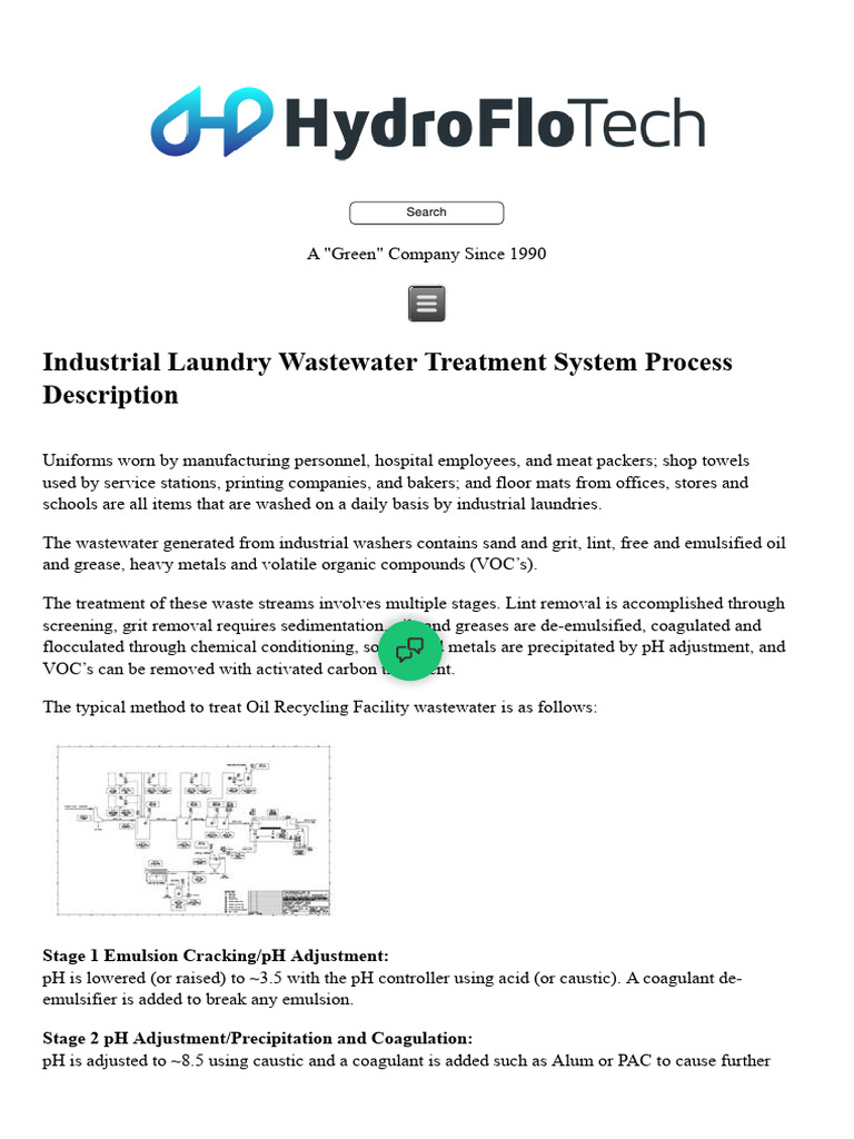 Industrial Laundry Wastewater Treatment System Process Description ...