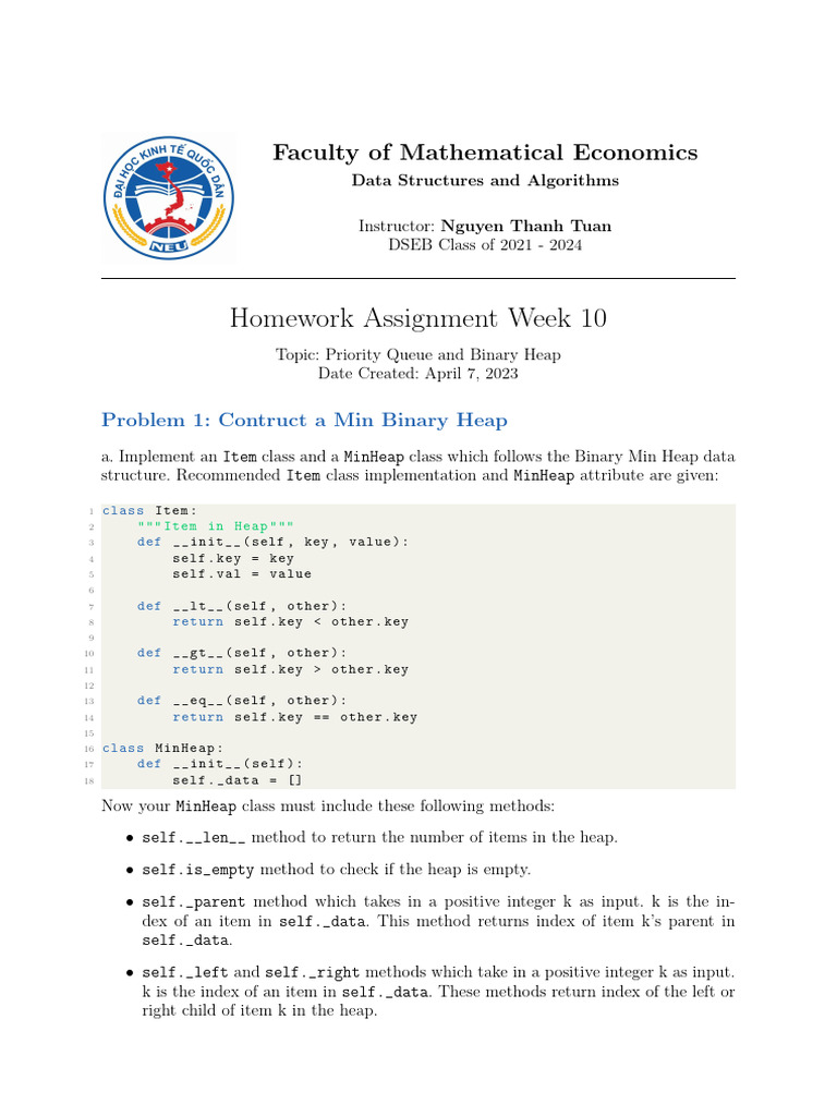 Homework Week 10 Heap Priority Queue Edited | PDF | Computer Programming | Algorithms And Data ...