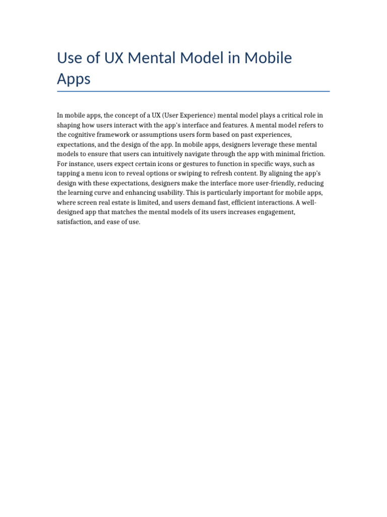 UX Mental Model Mobile Apps | PDF