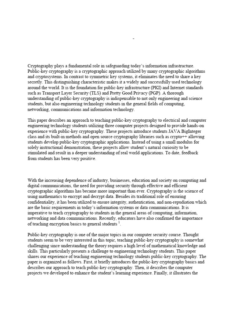 Computer Projects Designed To Enhance Student S Learning Experience With Public Key Cryptography ...