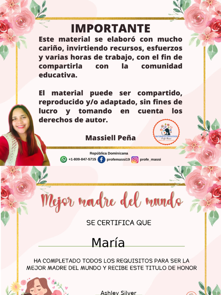 Reconocimientos para El Día de Las Madres | PDF