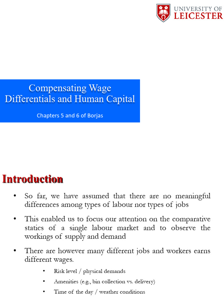 Compensating Wage Differentials and Human Capital | PDF | Labour Economics | Utility
