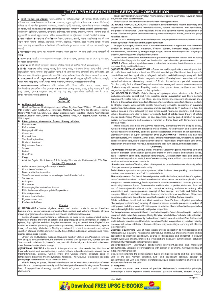 Uppsc GIC Lecturer Syllabus | PDF | Linear Map | Thermodynamics
