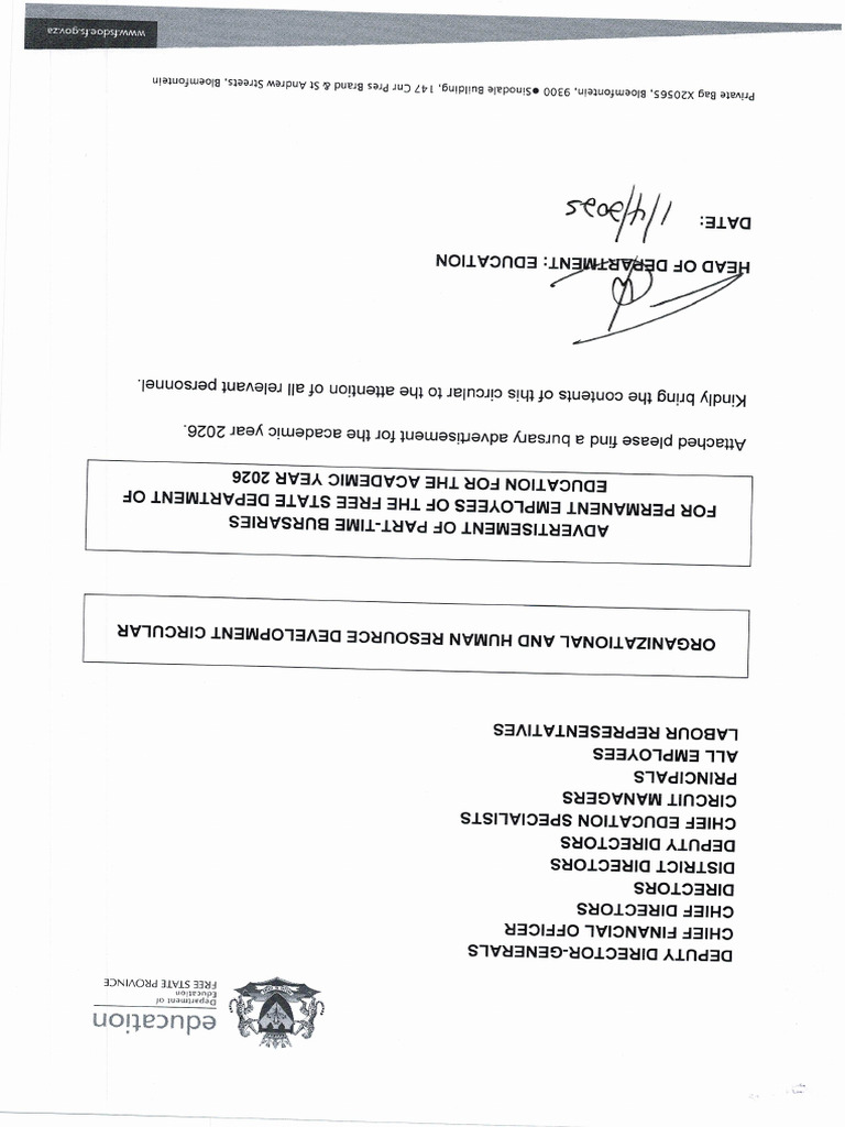 Part Time Bursary Advert For 2026 Academic Year Signed | PDF