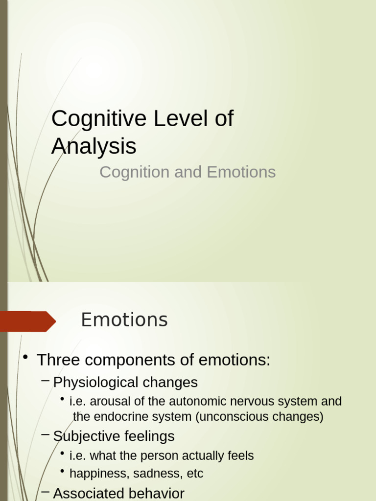 Cognitive Levels of Analysis | PDF | Emotions | Amygdala
