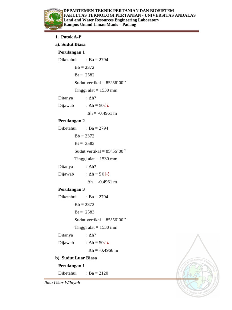 Perhitungan Beda Tinggi | PDF