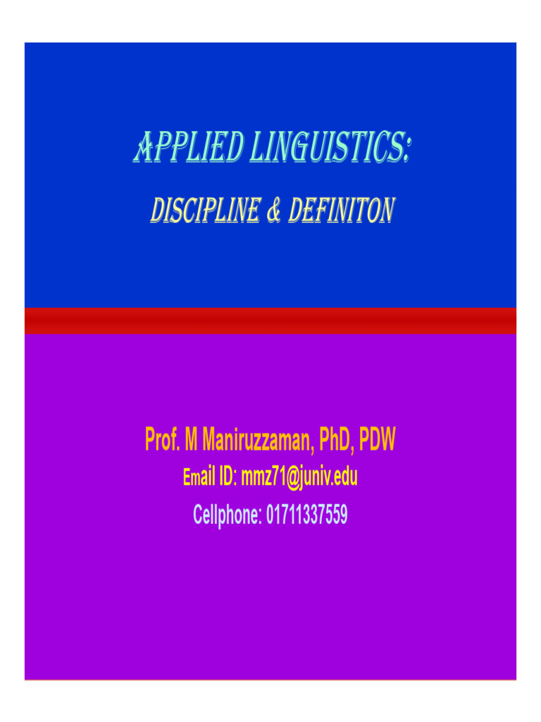 AL Discipline & Definition 1 | PDF | Linguistics | Pedagogy