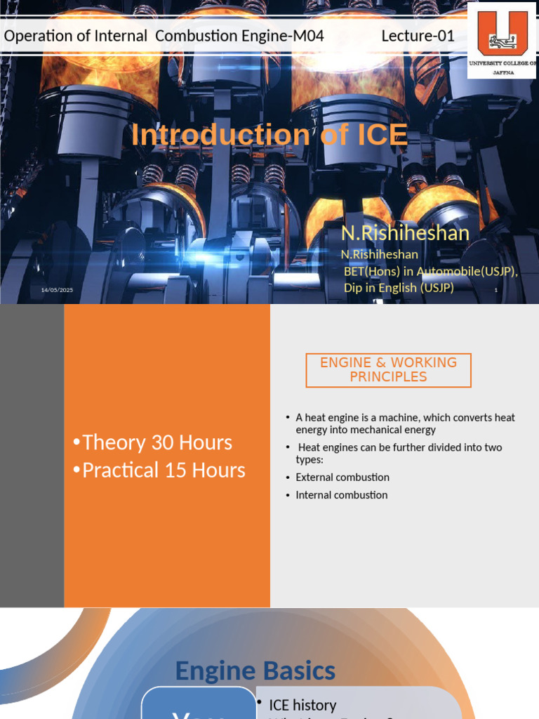 01 - Introduction of ICE | PDF | Internal Combustion Engine | Diesel Engine