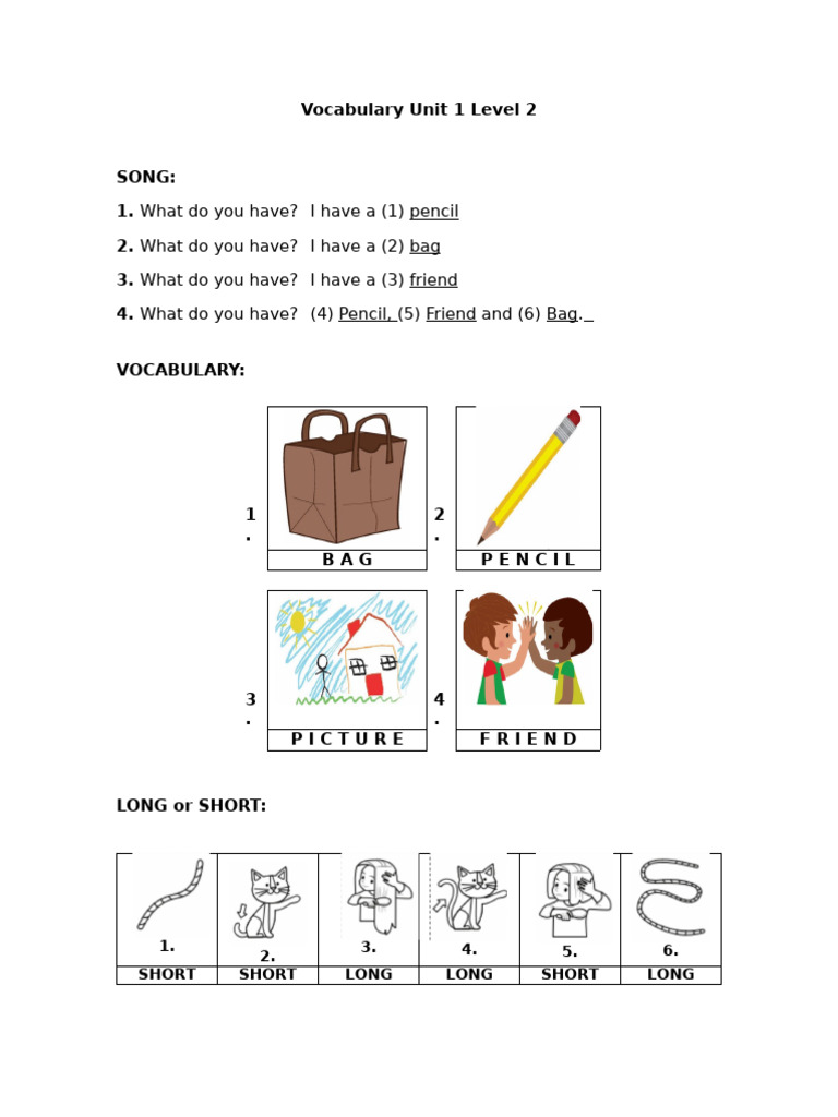 Vocabulary Unit 1 Level 2 | PDF