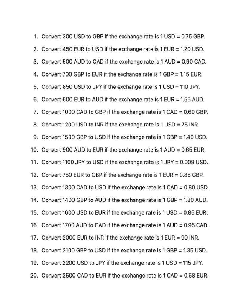 40 Questions Currency Conversion | PDF