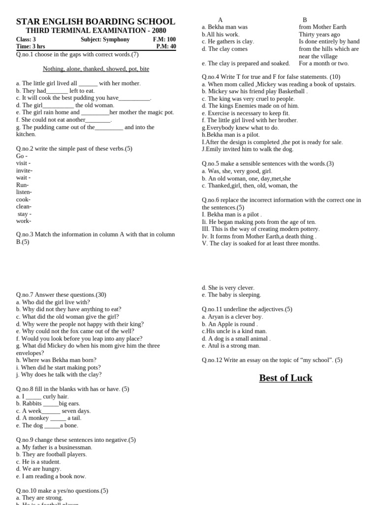 English - 3 (3rd Term Model) | PDF | Languages | Foreign Language Studies