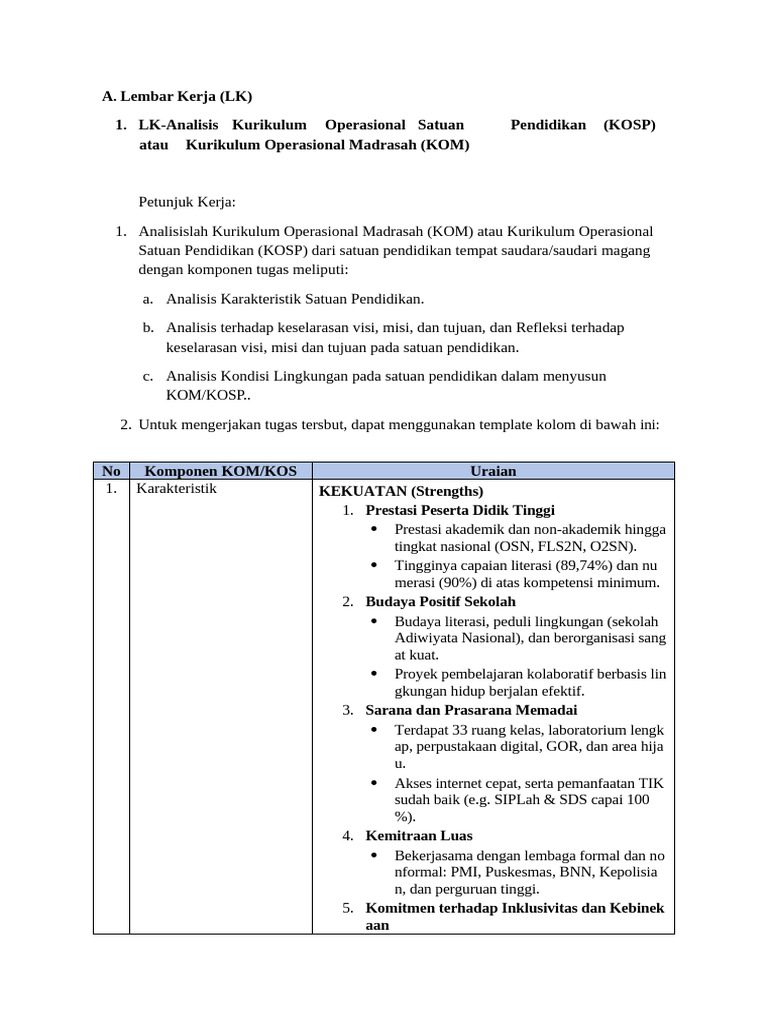 LK Analisis Kurikulum Otw Fix | PDF