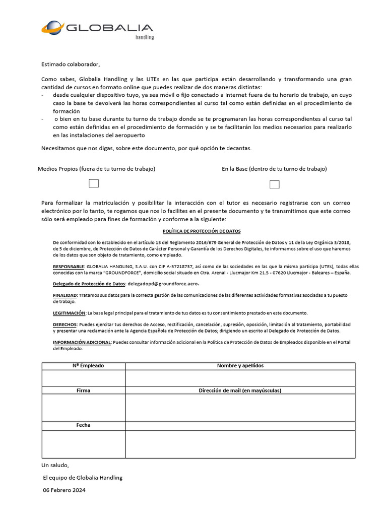 Formación Online para Empleados de Globalia | PDF