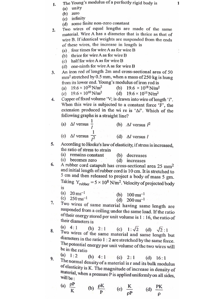 Physics CH-7 Mechanical Properties of Solids and Fluids (14-05-2025) | PDF