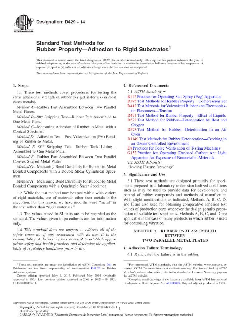 Astm d429 (2014) .PDF Adhesion | PDF
