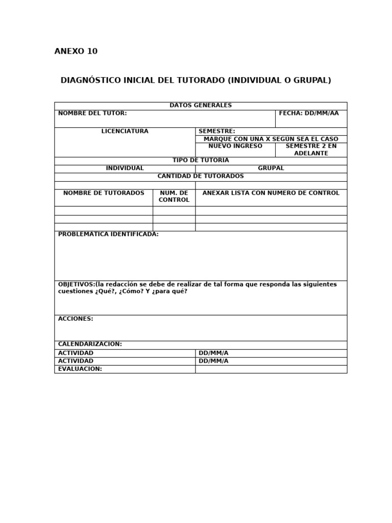 Anexo 10 Diagnostico | PDF