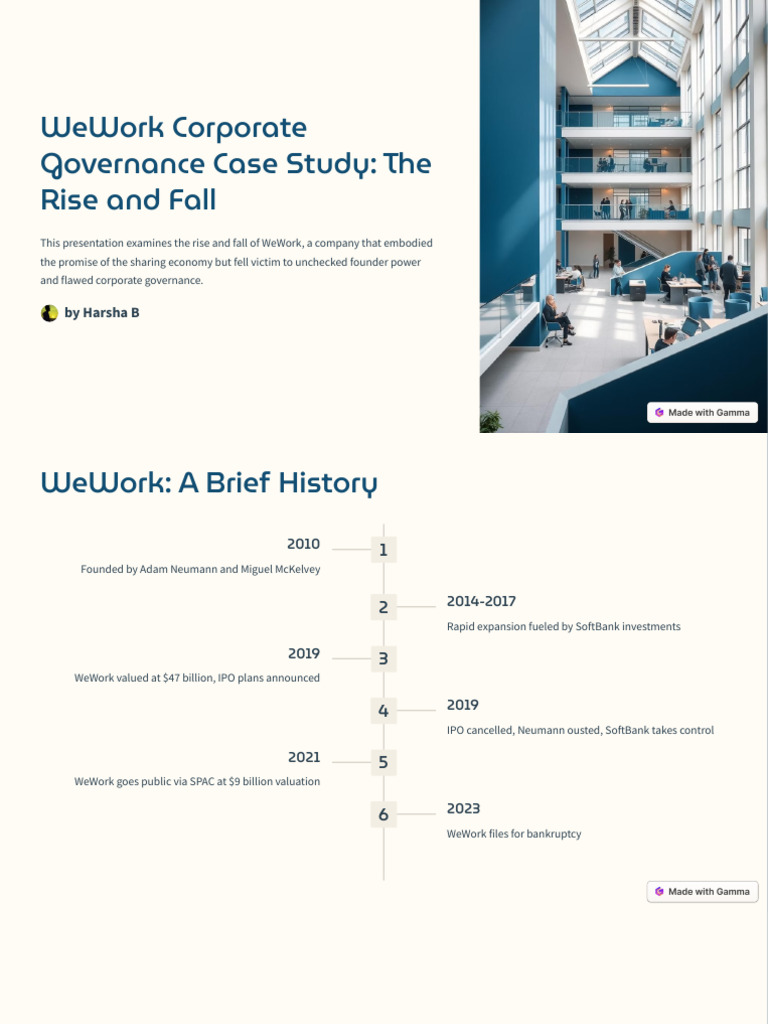 WeWork Corporate Governance Case Study The Rise and Fall | PDF ...