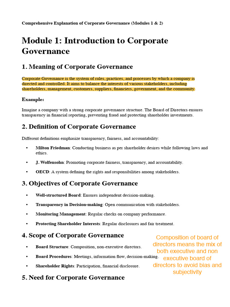 Corporate Governance Modules | PDF | Corporate Governance | Governance