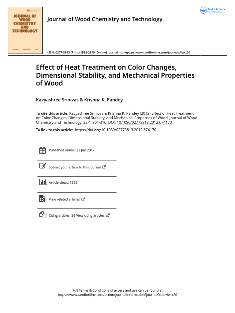 Effect of Heat Treatment On Color Changes Dimensional Stability and ...