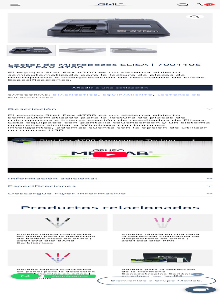 Lector de Micropozos ELISA 7001105 STAT FAX 4700 - Grupo Mex Lab | PDF