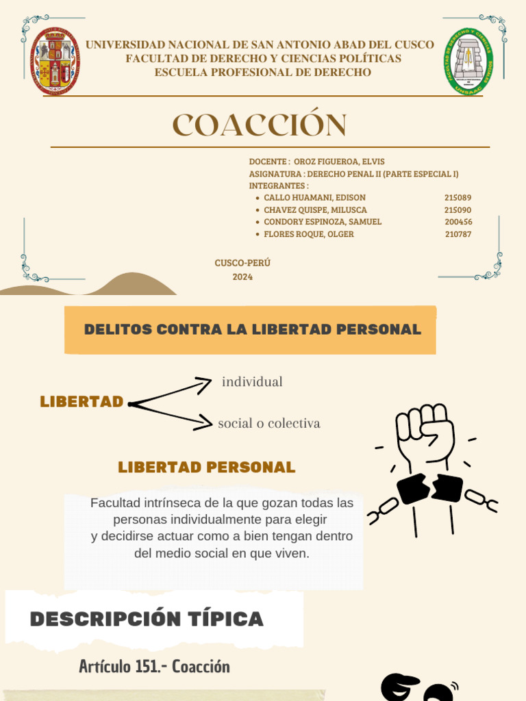 COACCIÓN | PDF | Intención (Derecho Penal) | Castigos