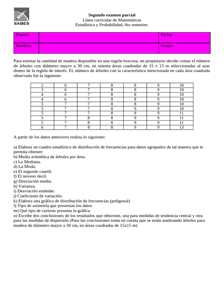 2° Ex. P. Estadística y Prob. 2025 | PDF | Oblicuidad | Estadísticas descriptivas