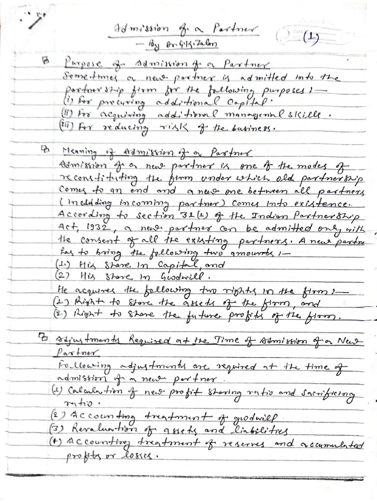 Admission of New Partner | PDF