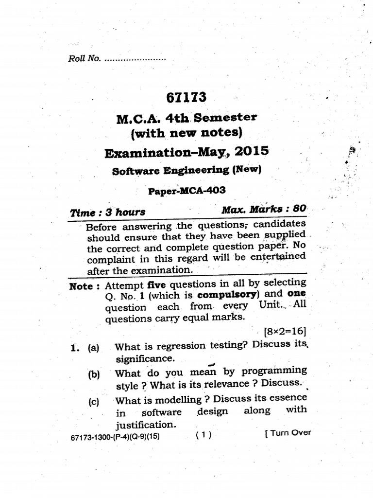 Mdu Mca 4 Software Engg 2015 | PDF